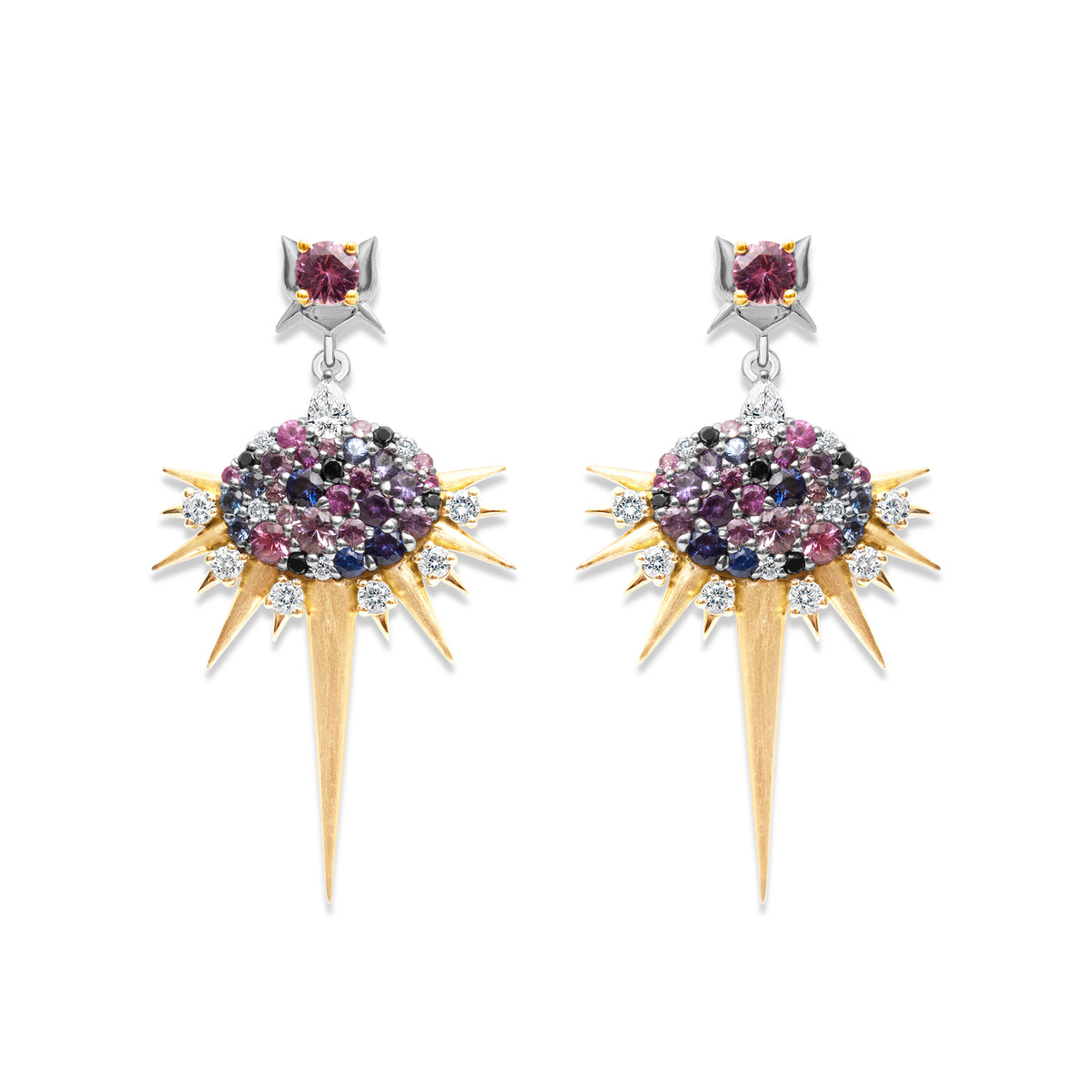 Multi Colour Sapphire & Diamond Drop Earrings – Harlin Jones
